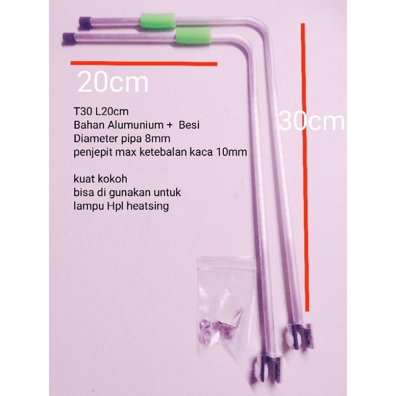 Jual Hpl tiang lampu aquarium aquascape T30cm L20cm Diameter pipa fm8mm Bahan Alumunium + Besi ...