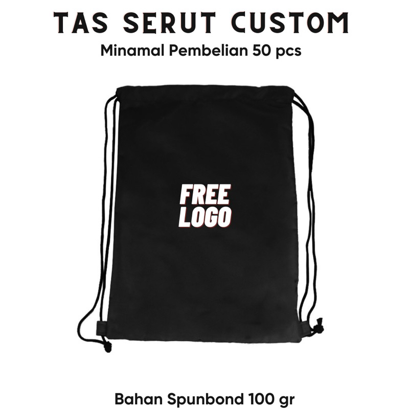 Jual Tas Serut Custom / Tas gymsack Custom logo Minimal 60 pcs | Shopee ...