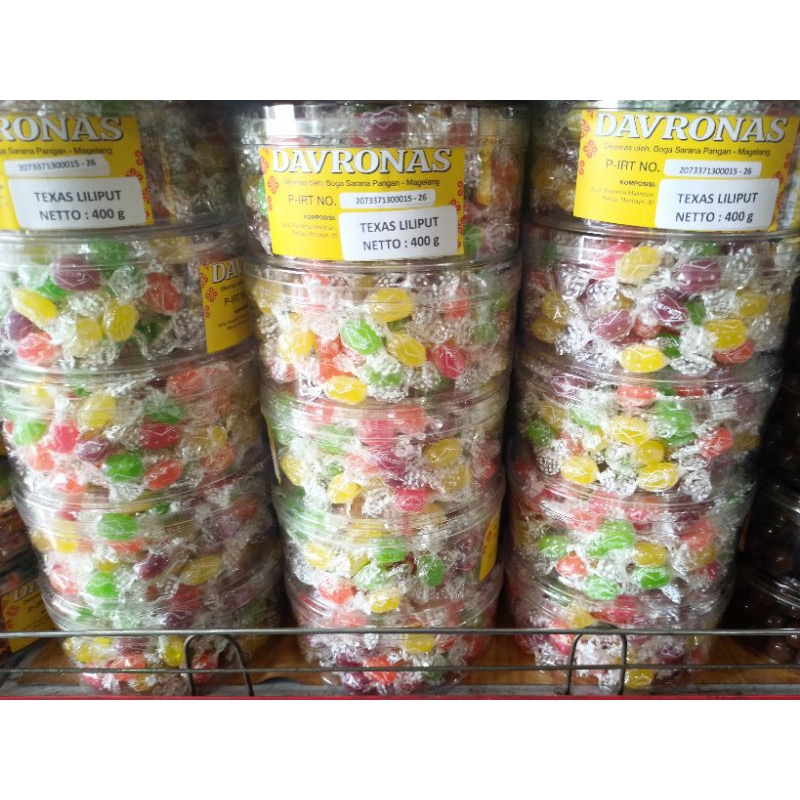 Jual Permen Texas Liliput Davronas 400 gram Toples / kerupuk oleh oleh ...