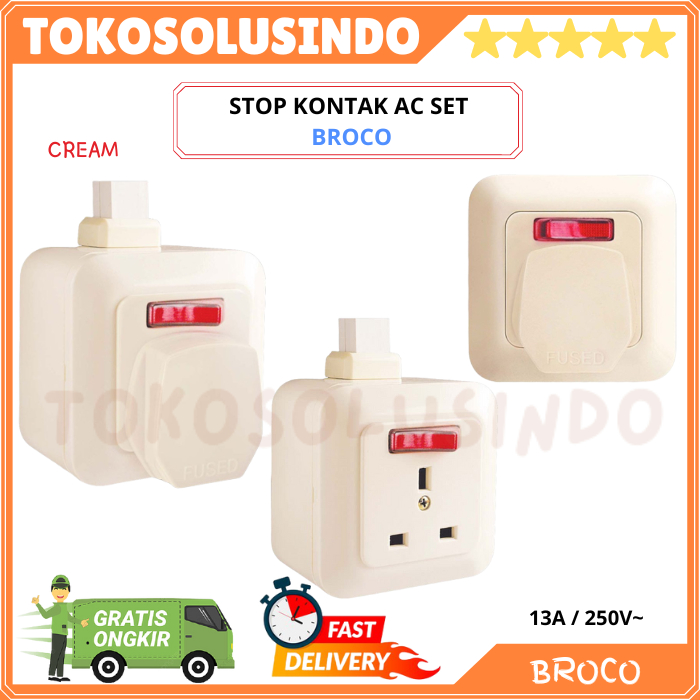 Jual Stop Kontak AC SET BROCO Gracio 4155 Socket 3 Pin dengan Saklar ...