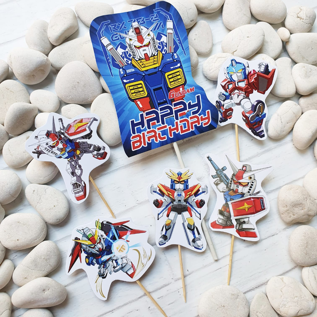 Jual SK Gundam Birthday Cake Topper Cupcake Pudding Tumpeng Hampers ...