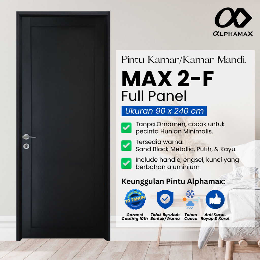 Jual ALPHAMAX Max 2-F Pintu Rumah Pintu Kamar Pintu Aluminium Full Panel 90 x 240 cm | Shopee ...