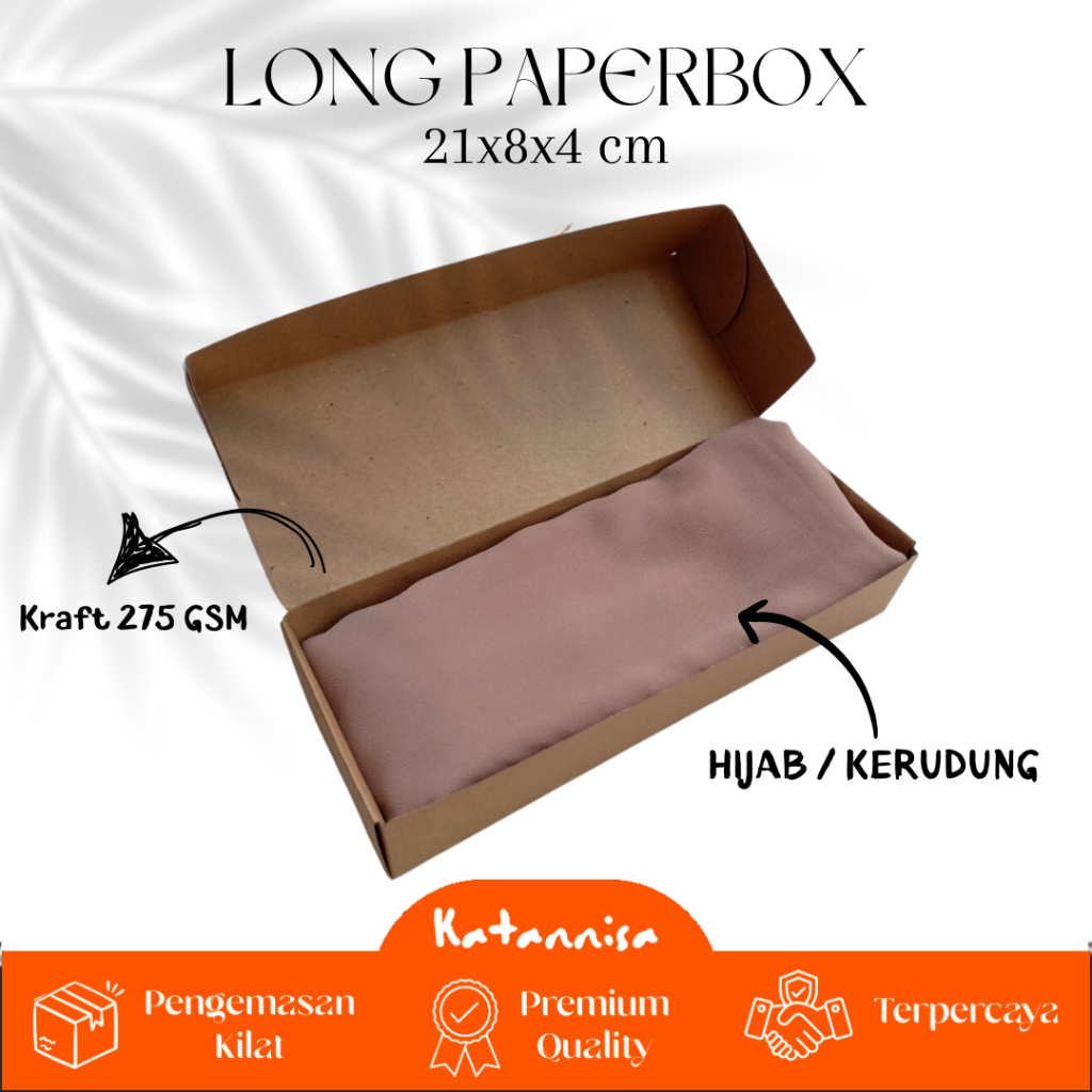Jual KATANNISA BOX HIJAB / DUS HIJAB / LONG PAPERBOX / BOX PERSEGI PANJANG / BROWN CRAFT/ PAPER ...