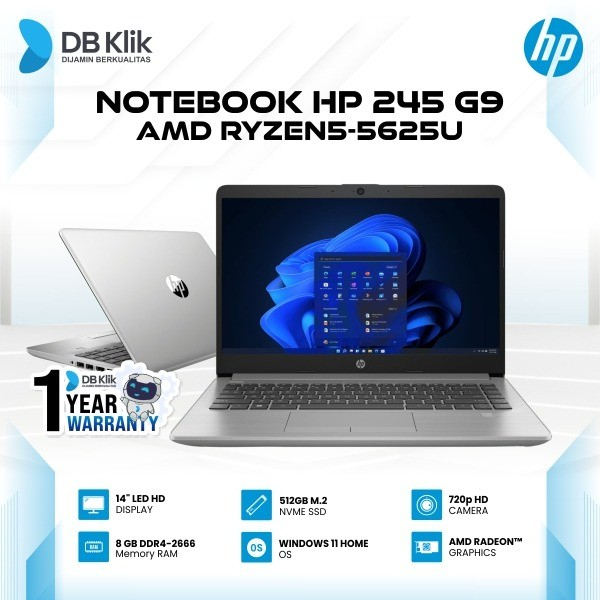 Jual Notebook HP 245 G9 Amd Ryzen5-5625U 8Gb Ssd 512G NoDvd Win11 NoOhs ...