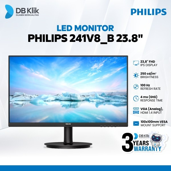 Jual Led Monitor Philips 241V8_B 23.8" 100Hz Fhd Hdmi Vga - 241V8B/70 ...