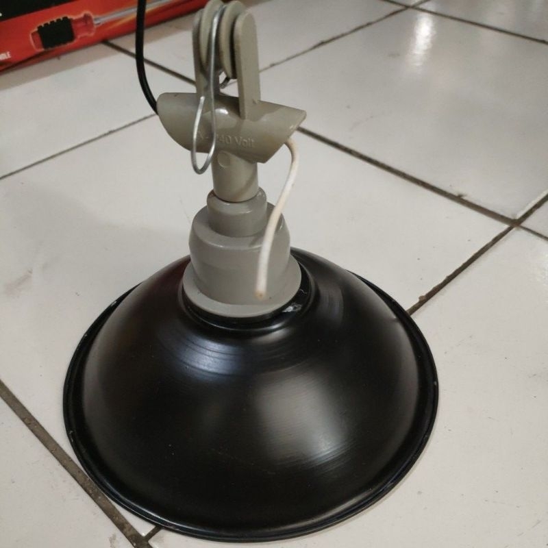 Jual 1SET Fitting lampu gantung kecil hitam kap Wd E27 + kap lampu 19cm ...