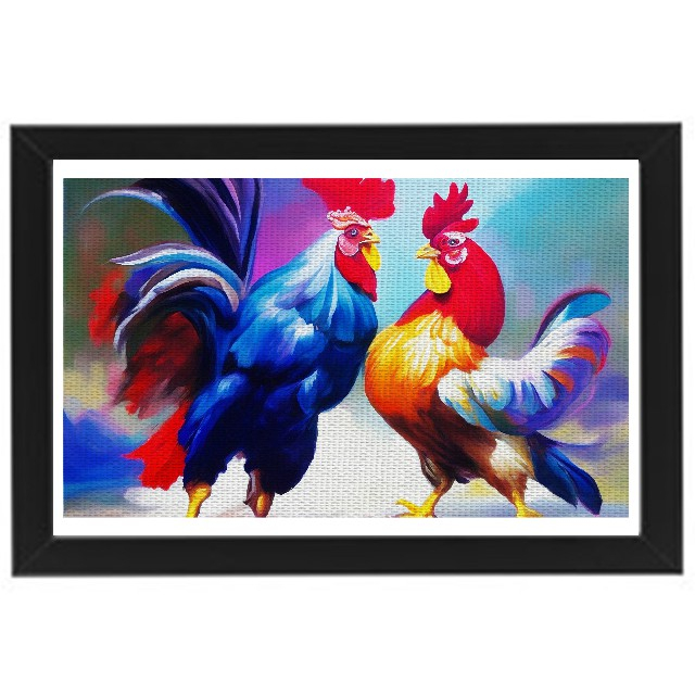 Jual Lukisan Dinding digital Printing | Ayam Jago Tarung Ver.1 | A3 ...