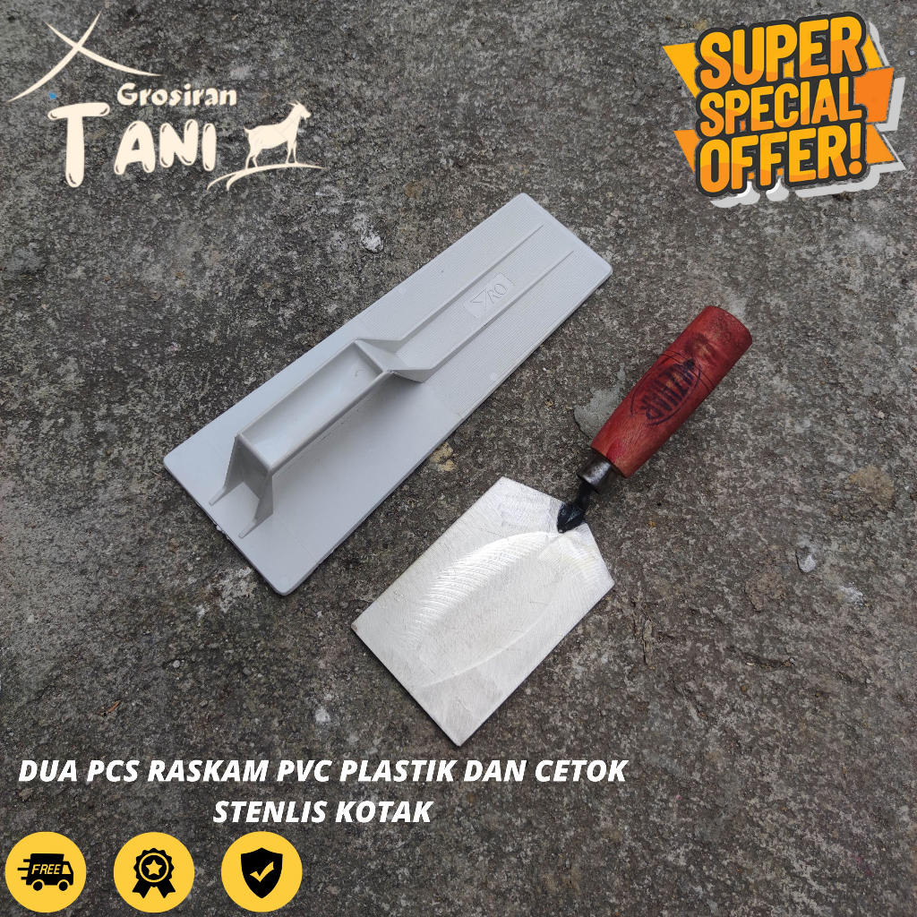 Jual (2PCS) Raskam VPC Plastik Dan Cetok Semen Kotak Stainless Asli ...