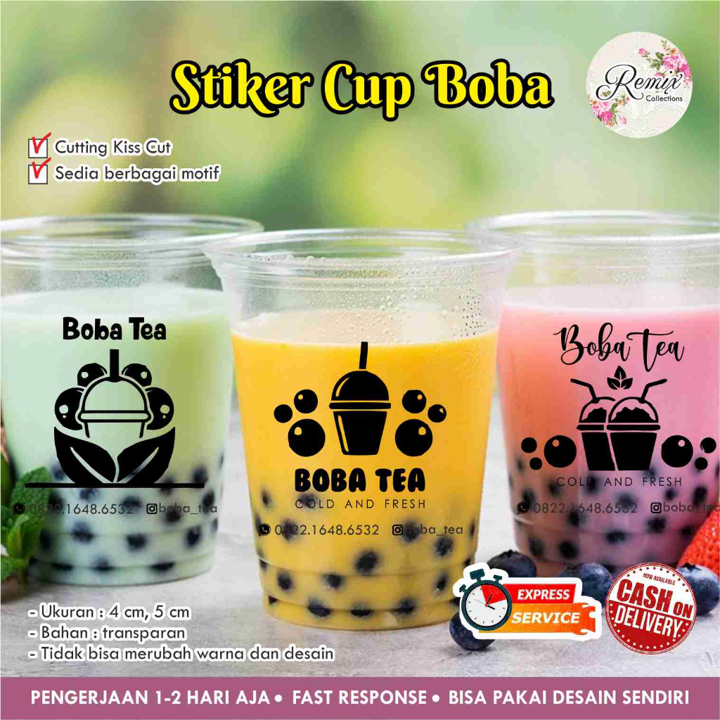 Jual STIKER TRANSPARAN CUP BOBA / LABEL KOTAK / TOPLES KEMASAN / BOTOL ...