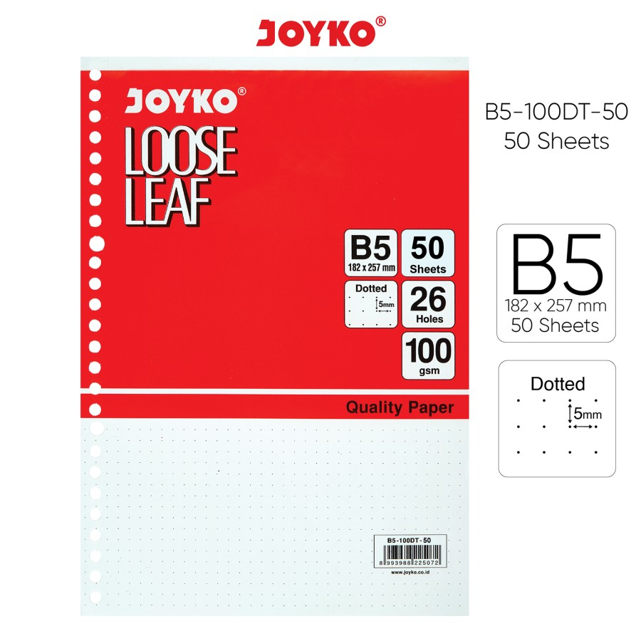 Jual Loose Leaf Isi Kertas File Binder Joyko B5-100DT 50 Lembar Dotted | Shopee Indonesia