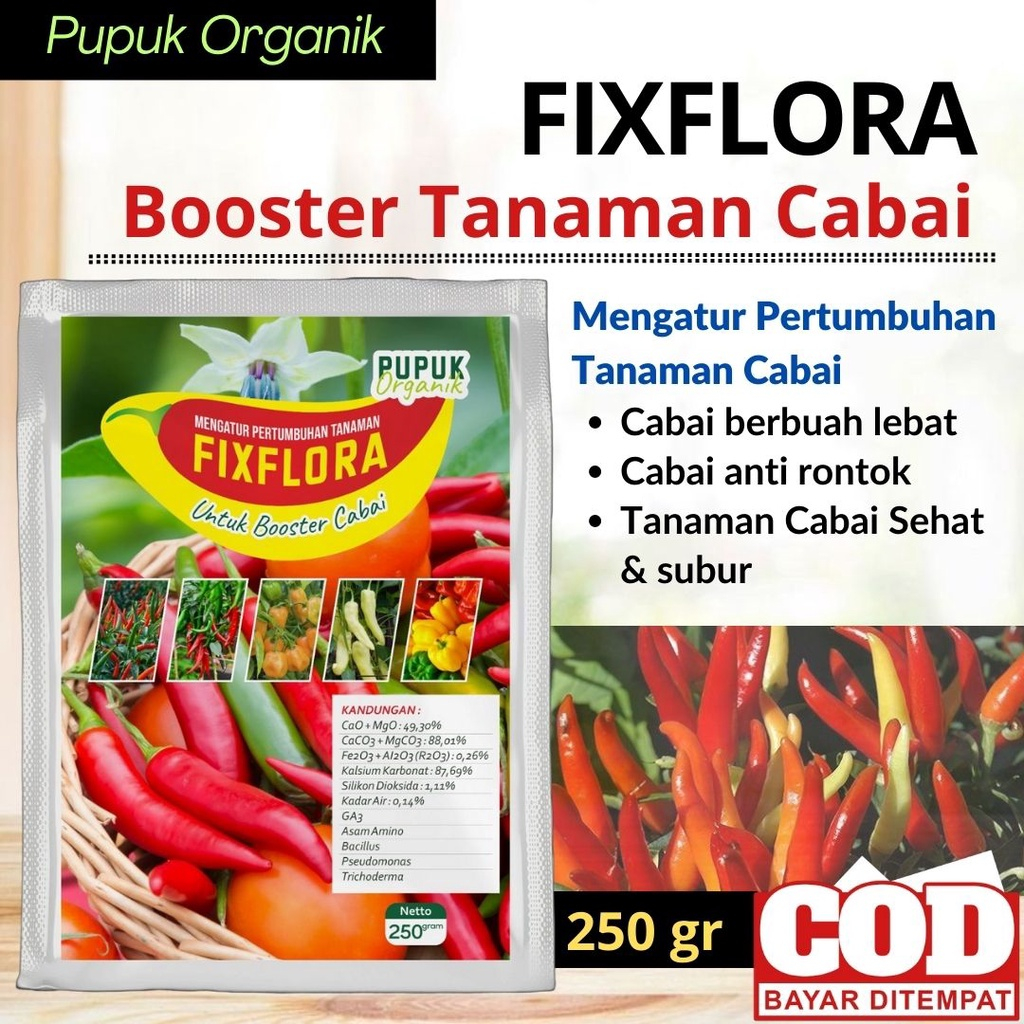 Jual Pupuk Booster Tanaman Cabai Fixflora Pelebat Buah Dan Pengatur Tumbuh Isi 250 GR | Shopee ...