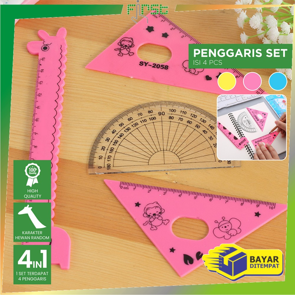 Jual FH-A66 Penggaris Plastik 15cm Set Isi 4 Alat Tulis Sekolah Kantor ...
