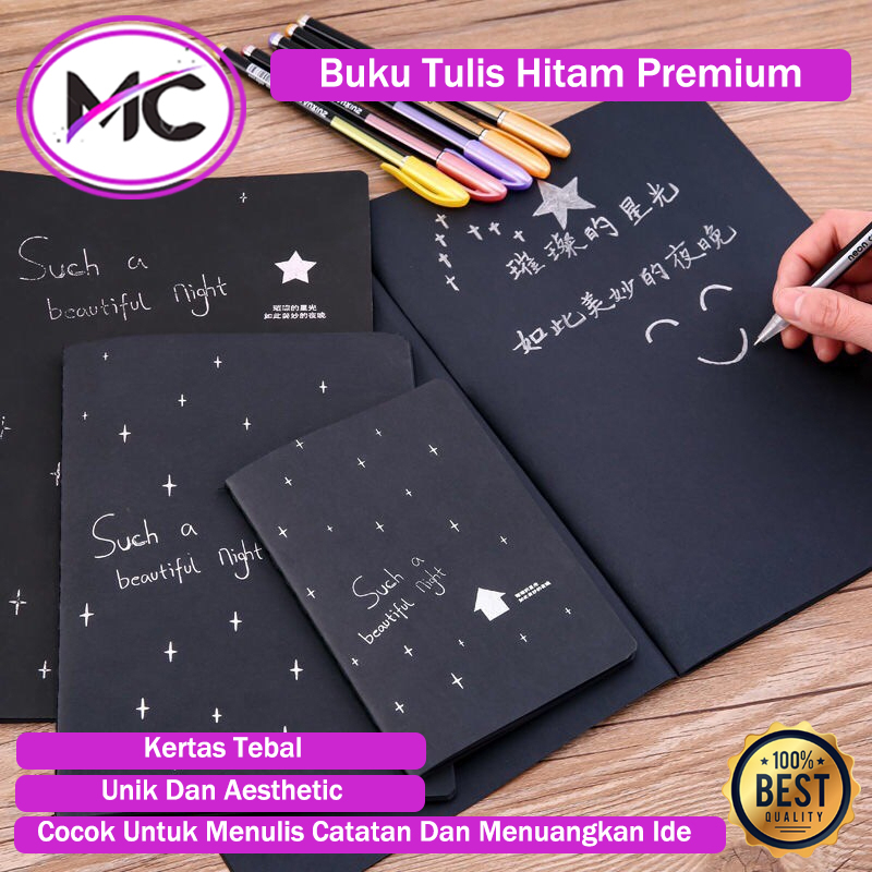 Jual Buku Tulis Kertas Hitam Tebal Buku Catatan Jurnal Black Plain ...