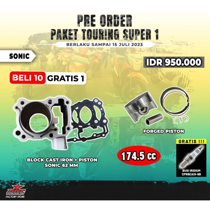 Jual Paket Bore UP Sonic 150 BRT-Blok Cast Iron - Piston 62-Paket Touring 1 | Shopee Indonesia