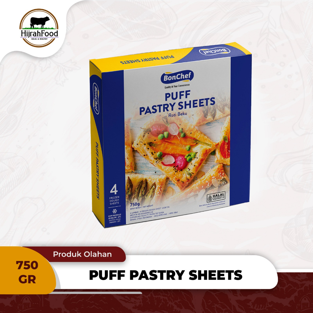 Jual Bonchef Puff Pastry Sheet | Dough Roti Pastry Frozen - 750 gr ...