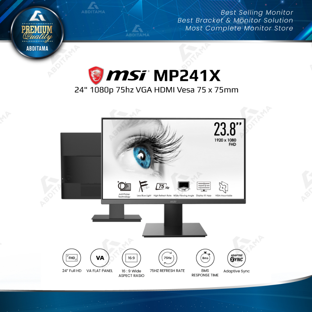 Jual Monitor LED MSI MP241X 24" 1080p 75hz VGA HDMI Vesa 75 x 75mm ...
