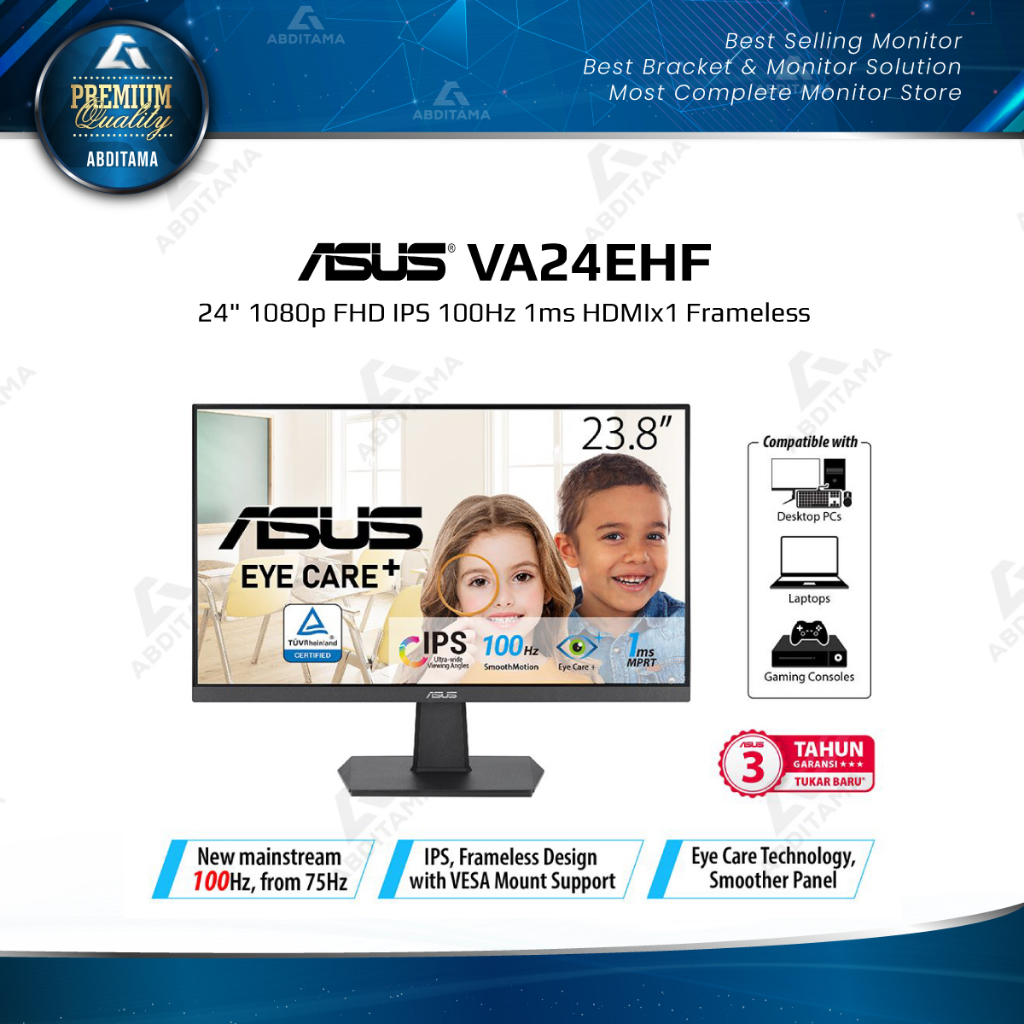 Jual Monitor LED Asus VA24EHF 24" 1080p FHD IPS 100Hz 1ms HDMIx1 ...