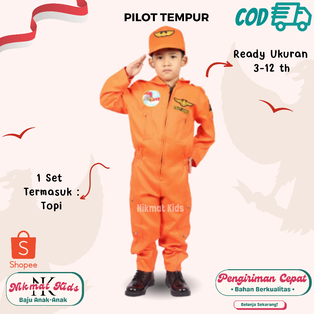 Jual Seragam setelan kostum baju pilot tempur anak profesi anak baju ...