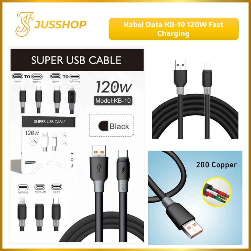 Jual Kabel Data Silicone 120W KB-10 Fast Charging Kabel Data Kuat Tahan ...