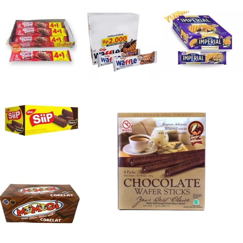 Jual PCS snack box waffle, good time, imperal, momogi, nabati siip ...