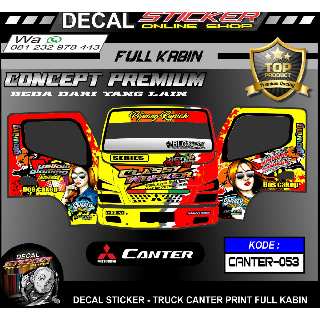 Jual STIKER MOBIL TRUK CANTER DECAL PRINT TRUCK FULL KABIN KEREN ...