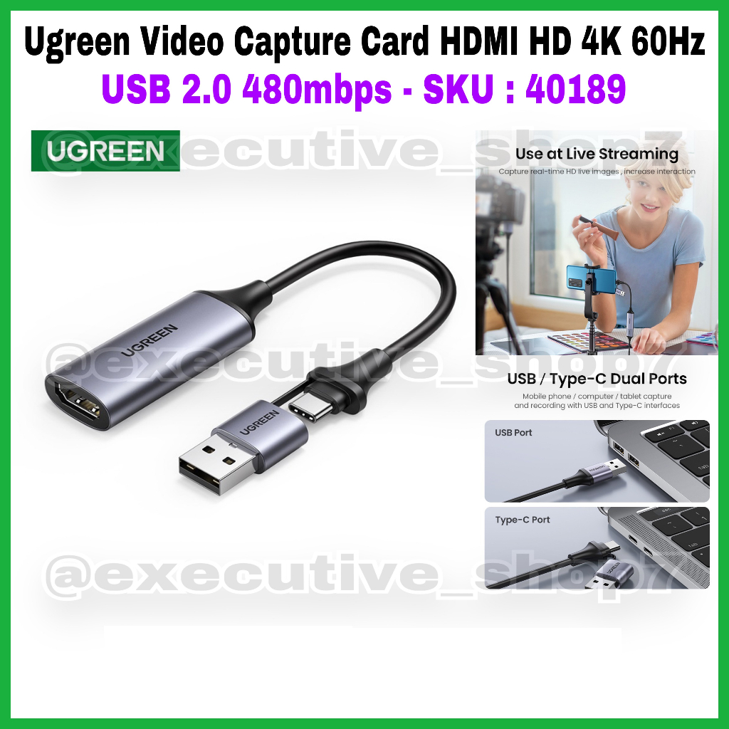 Jual Ugreen Video Capture Card HDMI HD 4K 60Hz - USB 2.0 480mbps - SKU ...