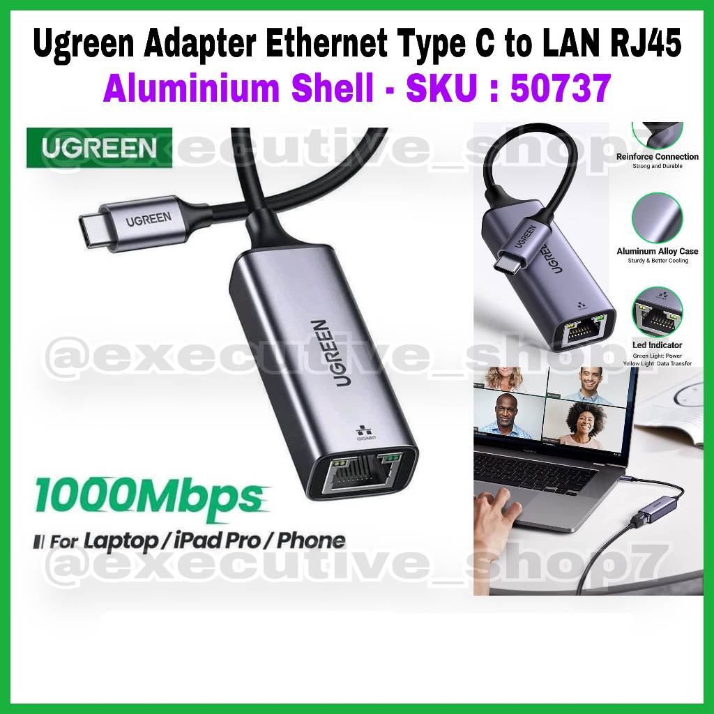 Jual Ugreen Adapter Ethernet Type C to LAN RJ45 - Aluminium Shell - SKU ...