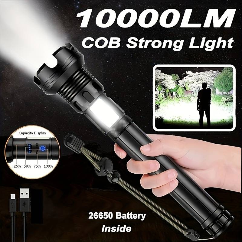 Jual Senter LED Super Terang 10000 Lumens XHP160 26650 Strong Light Tactical Flashlight ZOOM USB ...