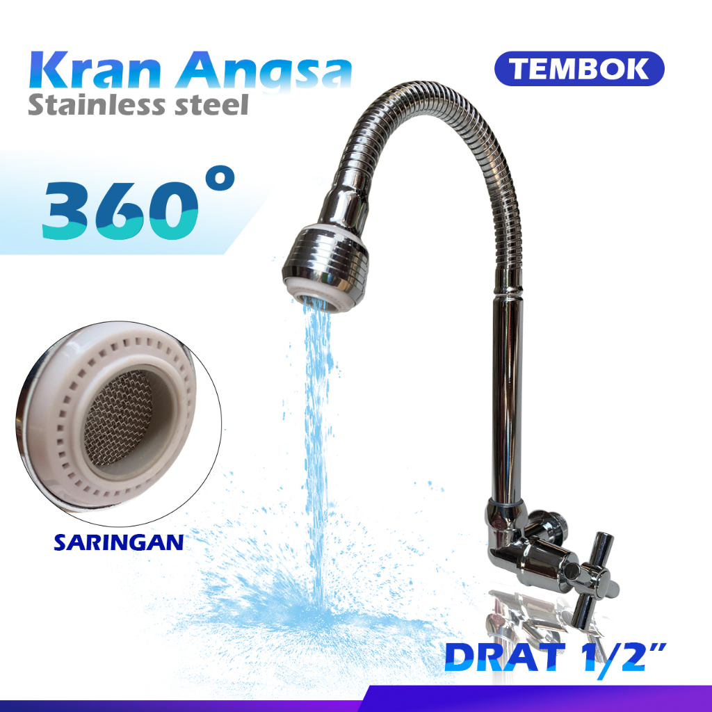 Jual Keran Flexible Cuci Piring Kran Leher Angsa Air Tembok - Kran ...