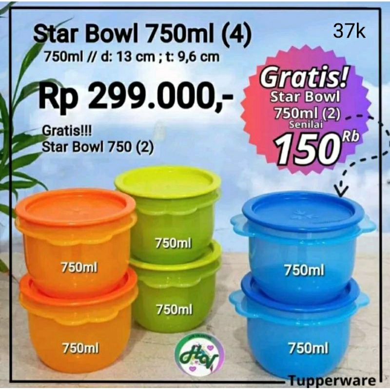 Jual Tupperware star bowl 750ml | Shopee Indonesia