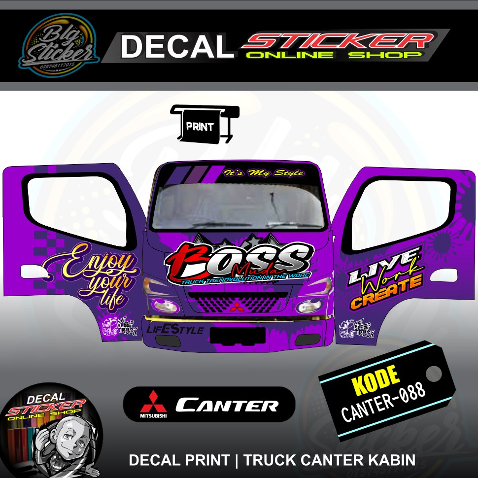 Jual STIKER MOBIL TRUK MITSUBISHI CANTER DECAL PRINT TRUCK FULL KABIN ...