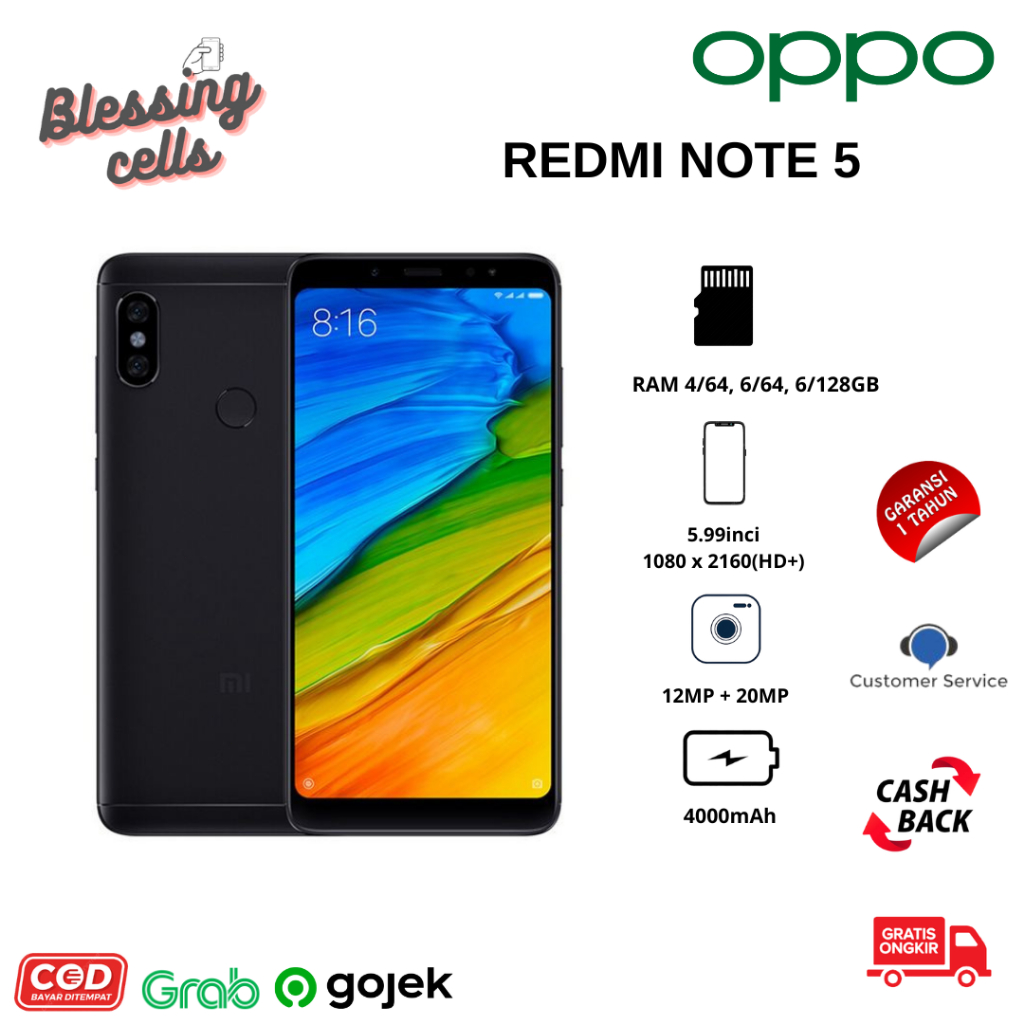 Jual XIAOMI REDMI NOTE 5 4/64GB / 6/64GB / 6/128GB (GARANSI 1 TAHUN) | Shopee Indonesia