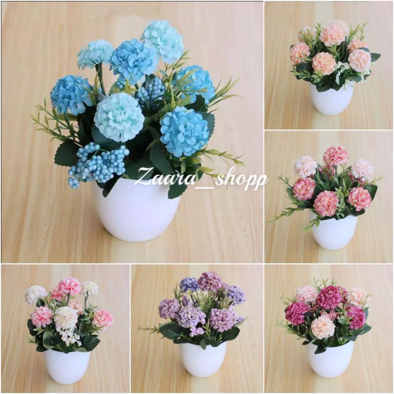 Jual Bunga Hias Meja Plastik Artifisial Tanaman Hias Plastik Dua Warna Pom | Shopee Indonesia