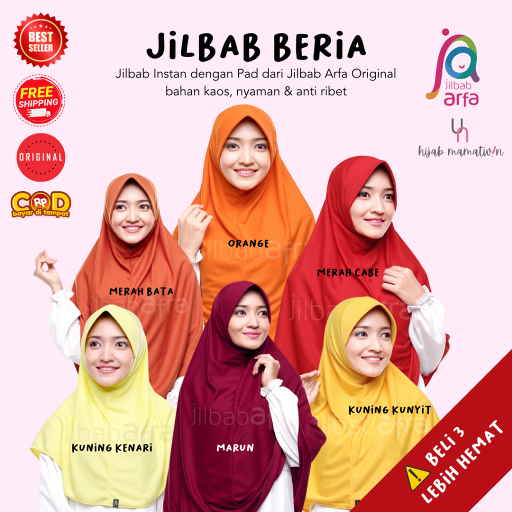 Jual Beria Bergo Pad Topi Red Series by Jilbab Arfa Afra Merah Marun ...
