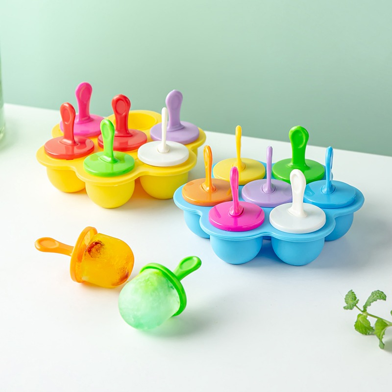 Jual Cetakan Es Krim Jelly Bulat 7 Cup / Baby Popsicle Molds Fruit Ice ...