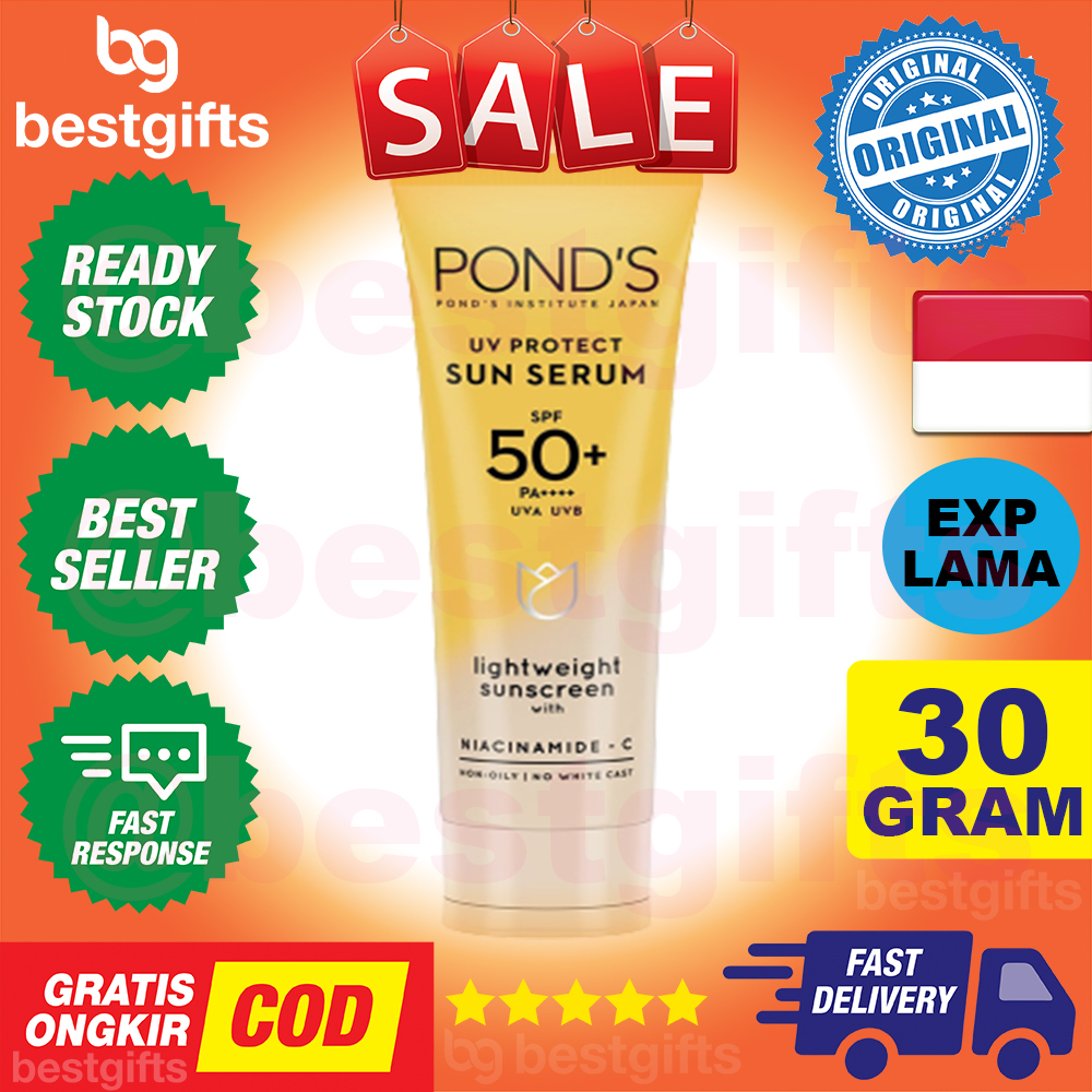 Jual POND'S PONDS UV PROTECT SUN SERUM SPF50 PA+++ UVA UVB LIGHTWEIGHT SUNSCREEN WITH NIACINAMID ...