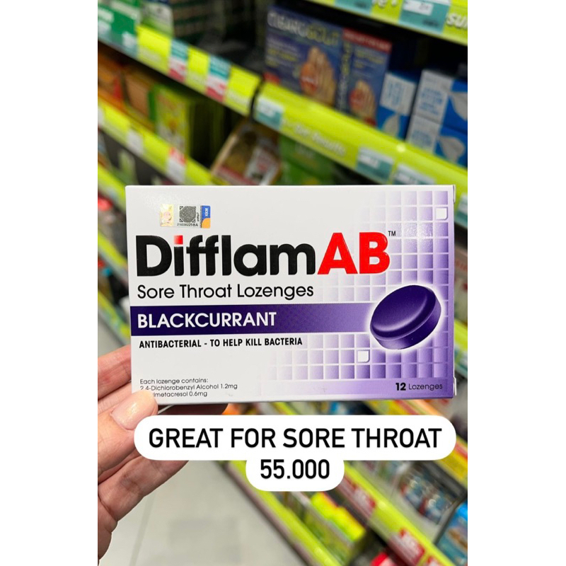 Jual Difflam AB Sore Throat Lozenges Blackcurrant Isi 12 Original ...