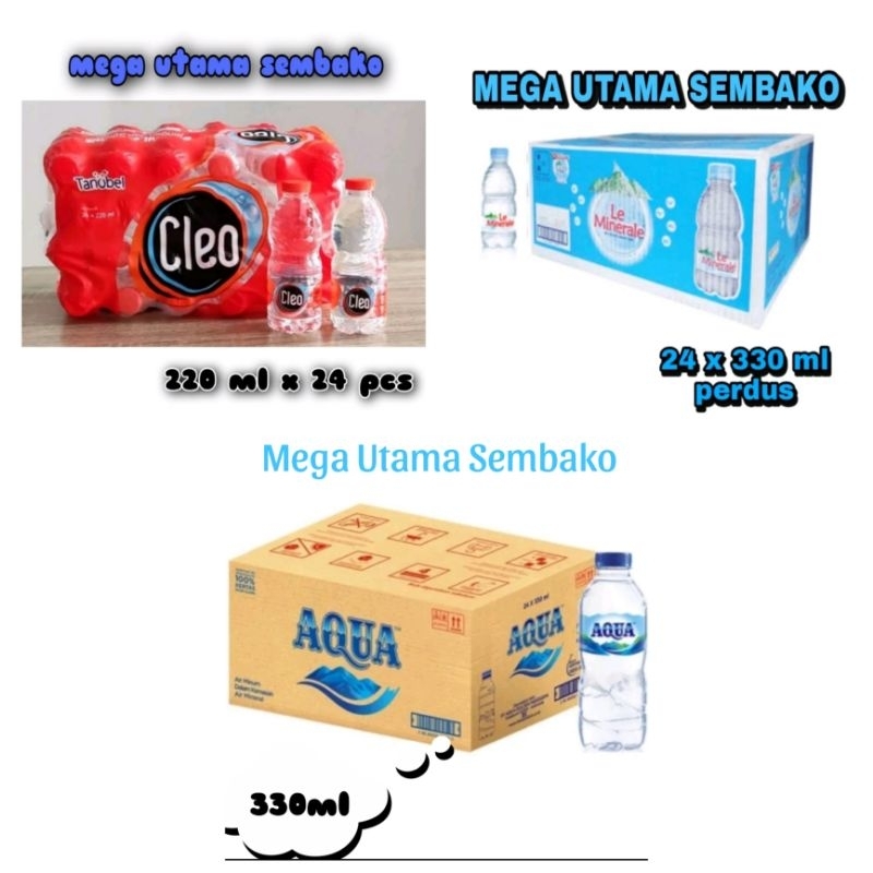 Jual le minerale/Cleo/aqua 330 ml x 24 pcs per dus | Shopee Indonesia