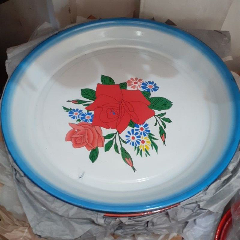 Jual Nampan Baki Enamel / Talam Seng Bunga Bulat | Shopee Indonesia