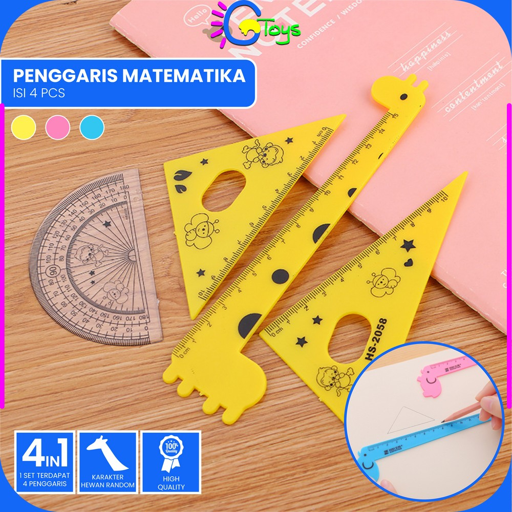 Jual CR-A66 Penggaris Plastik 15cm Set Isi 4 Alat Tulis Sekolah Kantor ...