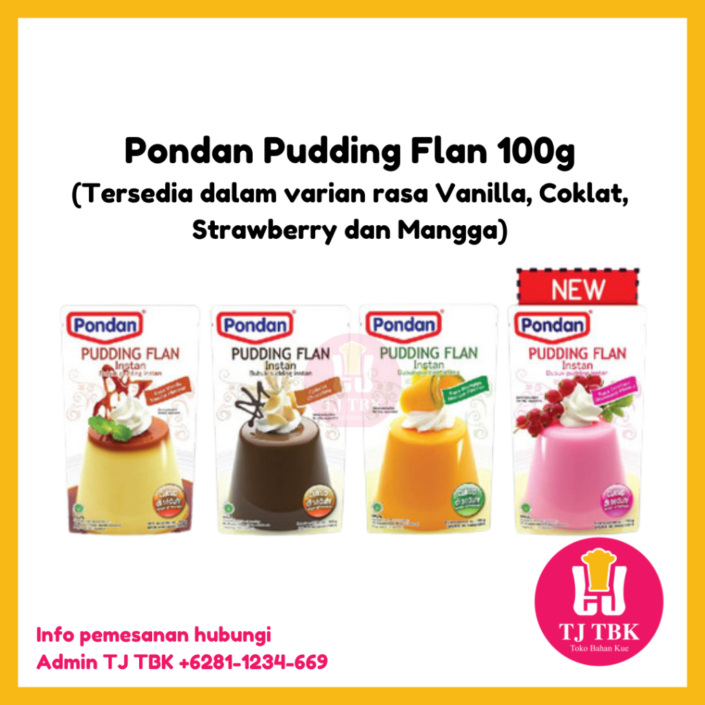 Jual Pondan Pudding Flan 100g ( Vanilla, Coklat, Mangga dan Strawberry ...