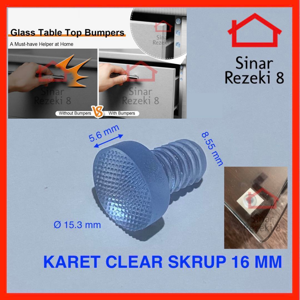Jual Karet Clear Skrup 16 mm / Alas Meja Kaca Tatakan Pengganjal Anti ...