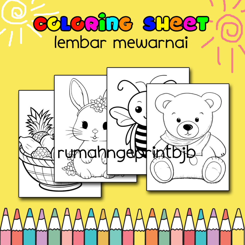 Jual Kertas Gambar Mewarnai A4 - (Coloring Sheet) Anak usia PAUD TK SD ...