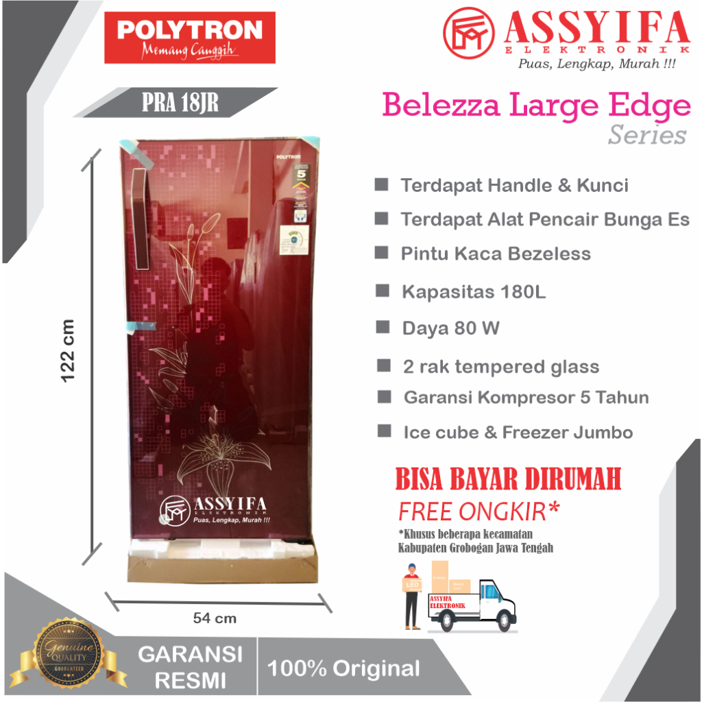 Jual KULKAS POLYTRON 1 PINTU BELEZZA PRA18JR/JB BARU GARANSI RESMI 100% ...