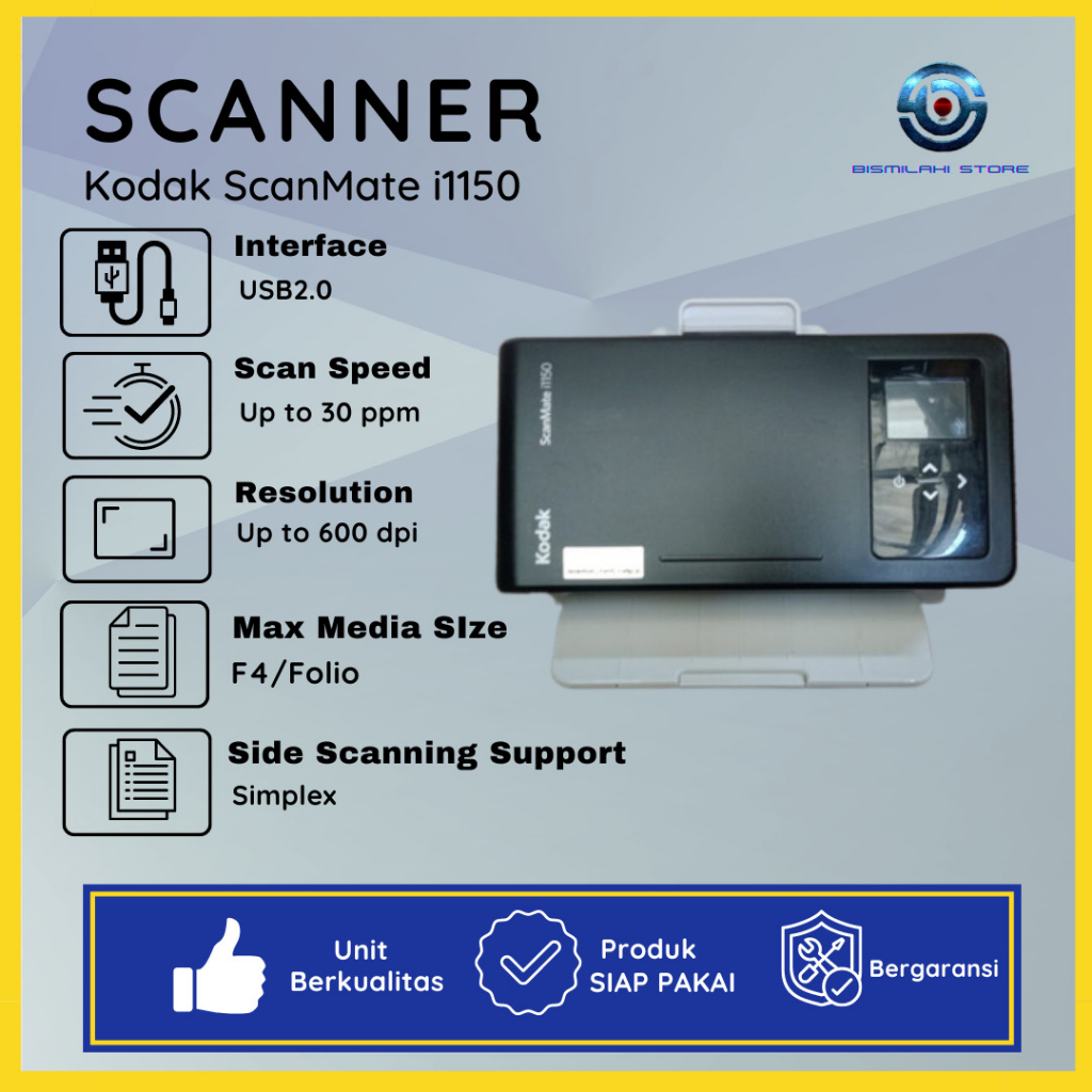 Jual Scanner F4 Folio Kodak ScanMate i1150 Simplex Bisa Scan Hingga 30 ...