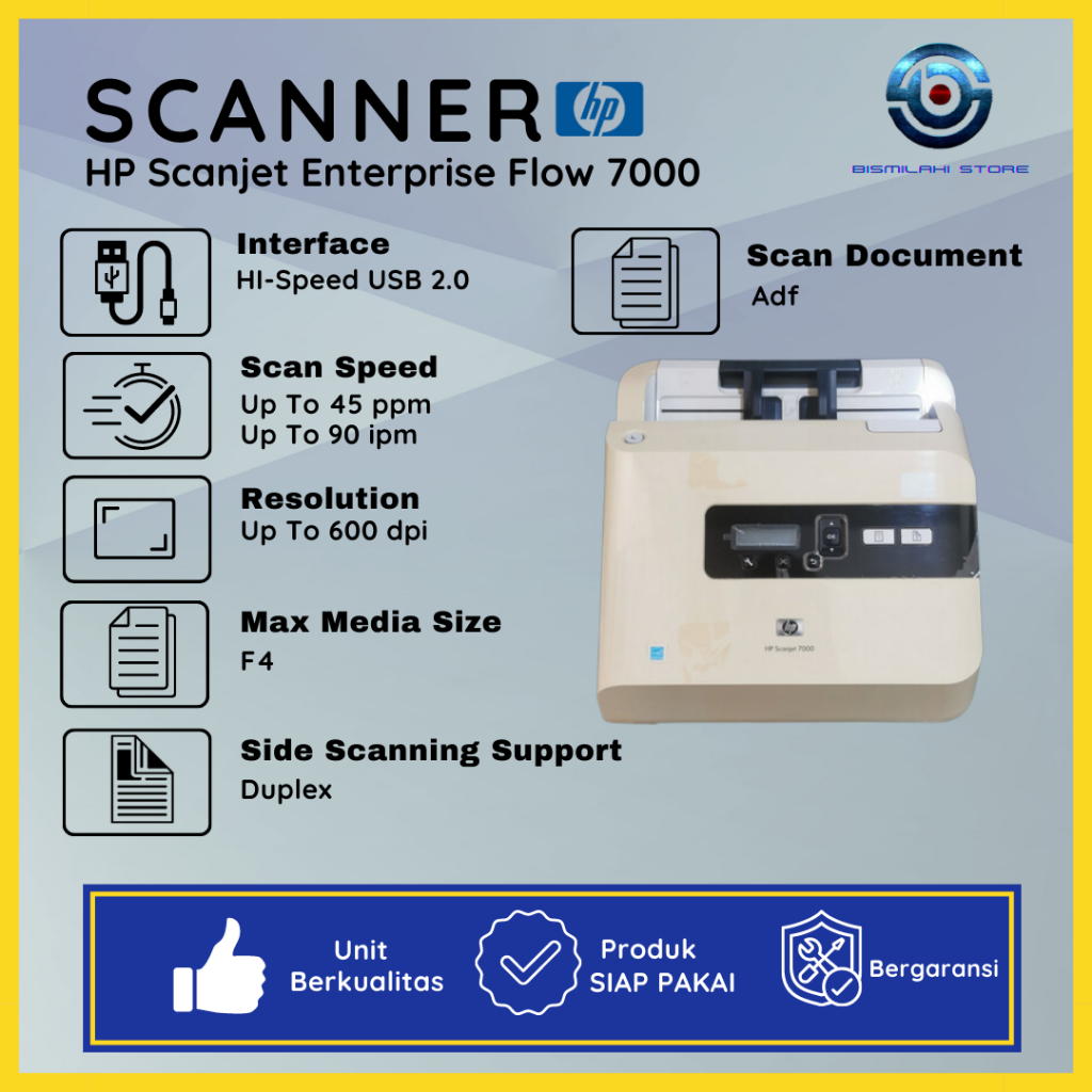 Jual Scanner Hp Scanjet 7000 Bisa Folio F4 Kecepatan Scan Hingga 40 PPM ...