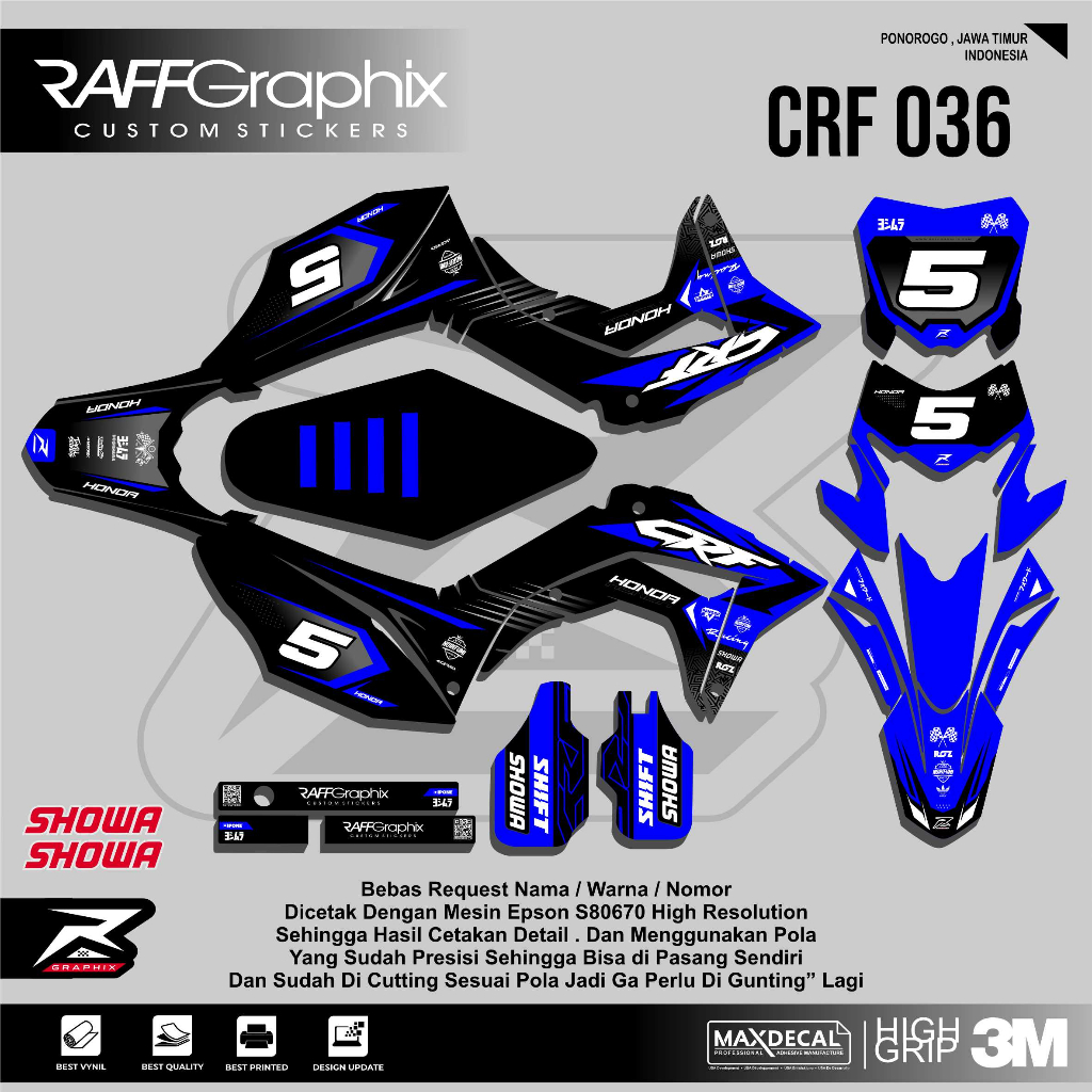 Jual DECAL CRF 150 MERAH HITAM / DECAL CRF HITAM BIRU /STICKER CRF 150 ...