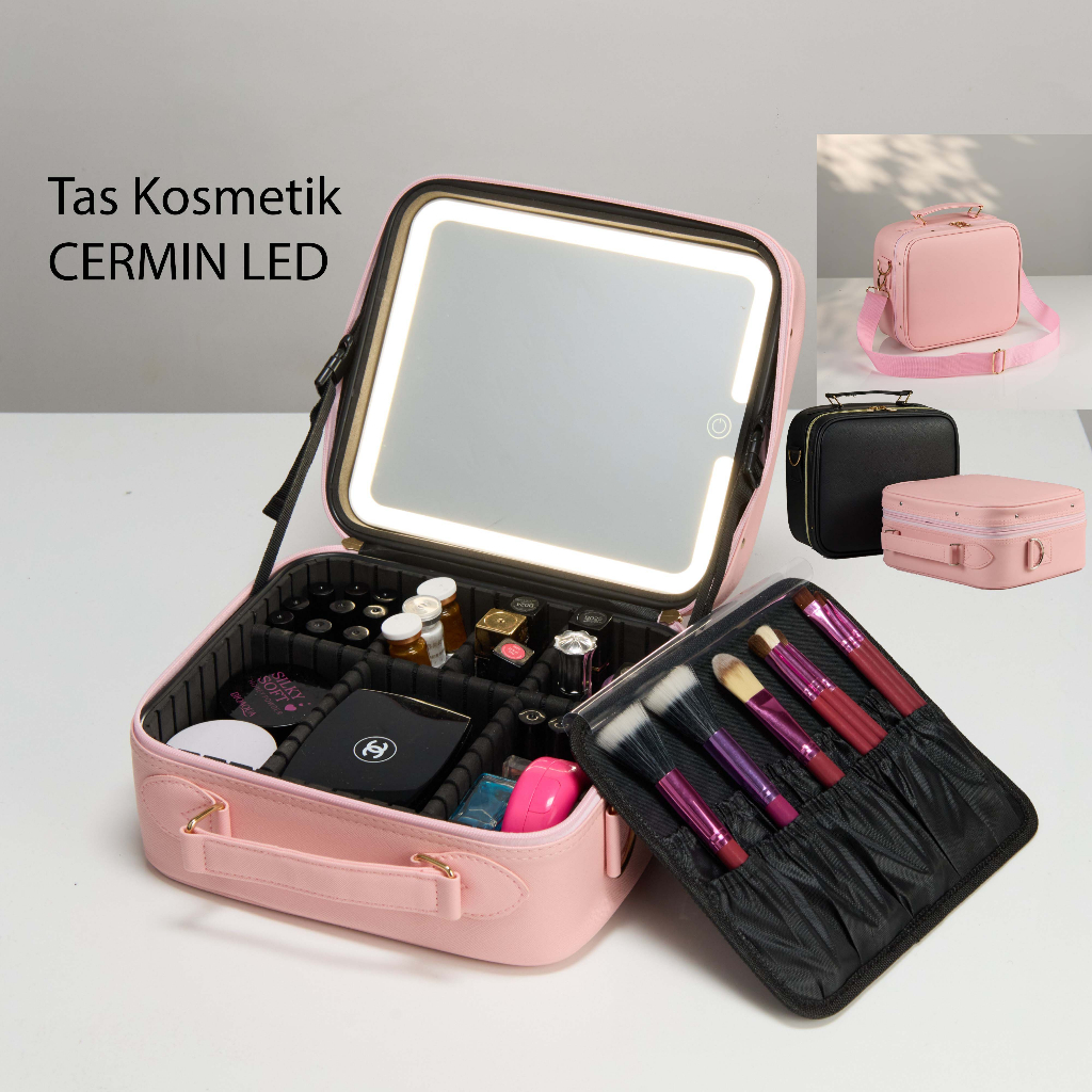 Jual New Tas Makeup LED Tas Kosmetik Tas Make up Cermin LED Model ...