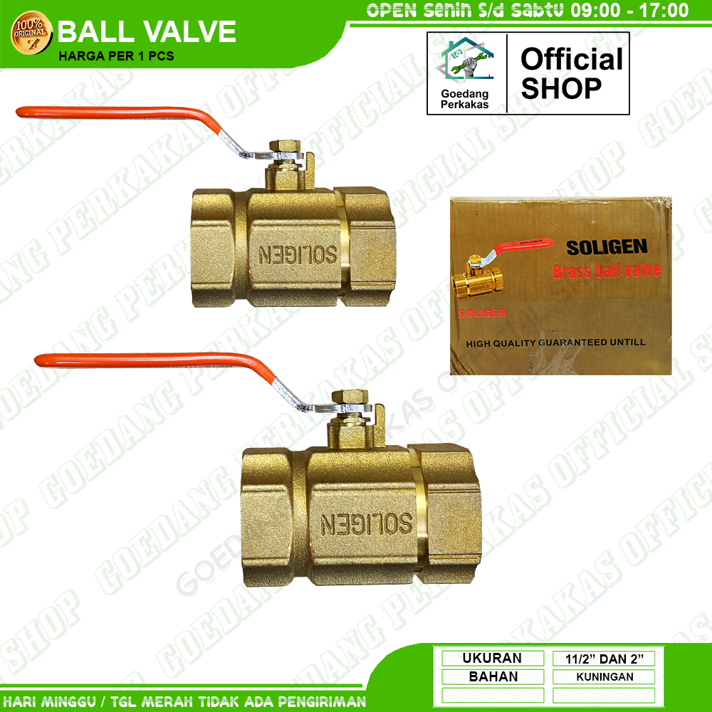 Jual Ball Valve Kuningan Soligen 11/2 Inch Stop Keran Drat Dalam Engkol ...