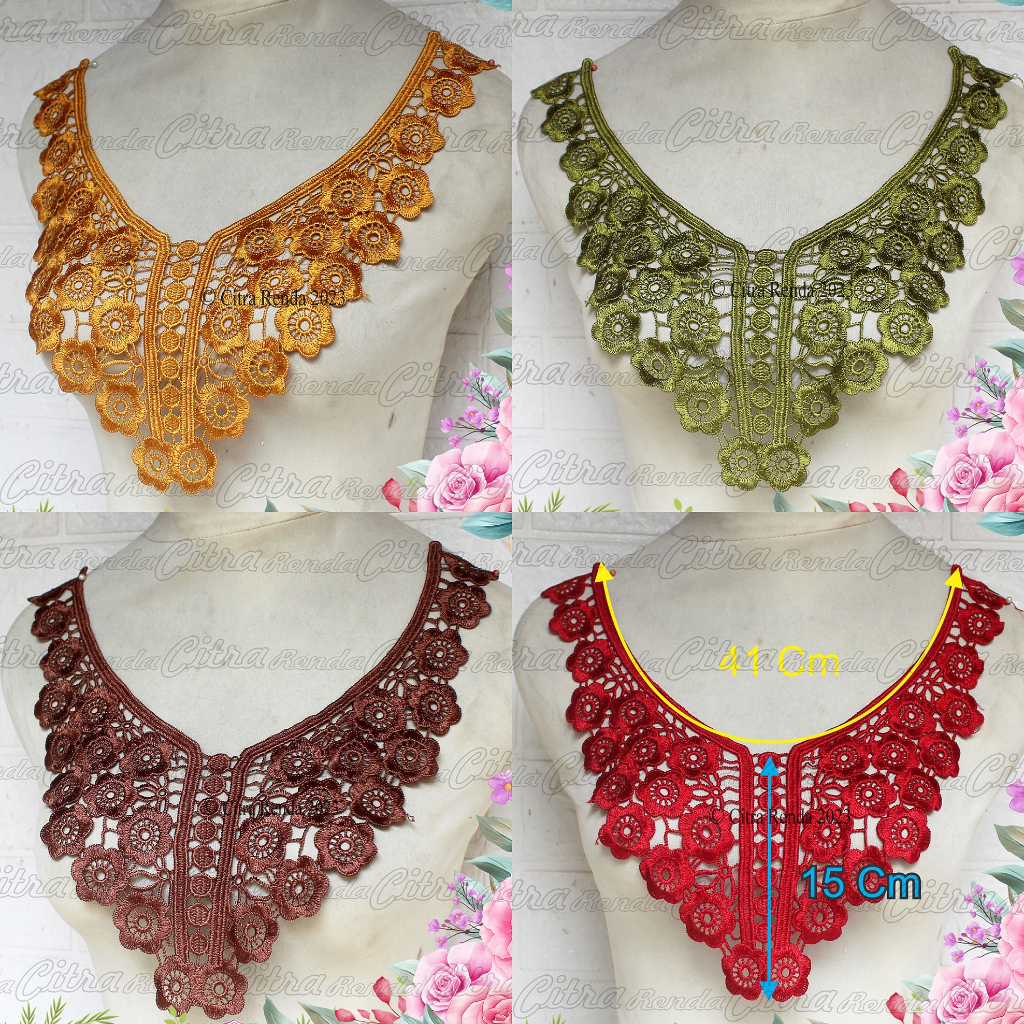 Jual (Per Pcs) AP560 Aplikasi Kerah Bordir / Patch Leher / Renda Leher ...